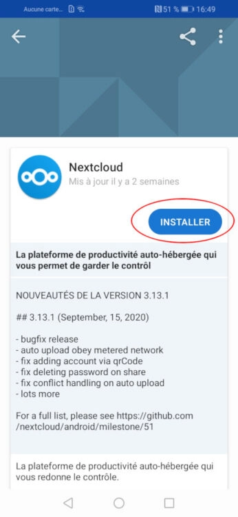 Comment connecter un smartphone android à un compte Nextcloud
